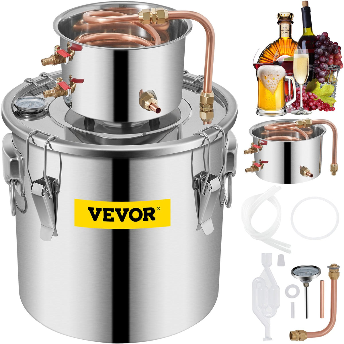 VEVOR Moonshine Still 9.6Gal 38L Stainless Steel Water Alcohol Distill ...